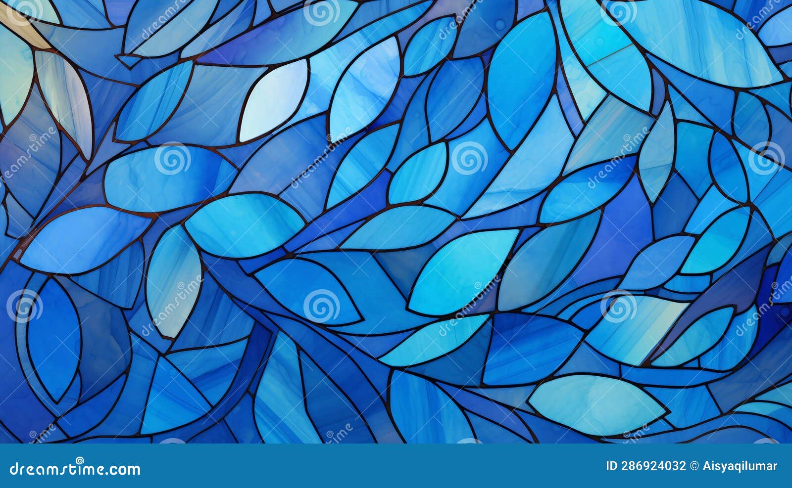 Dark Blue Stain Glass with a Random Abstract Pattern with White Light ...