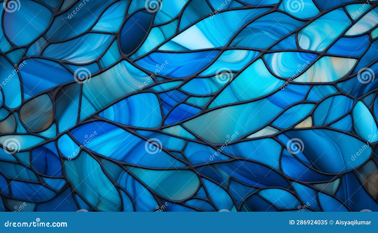 Dark Blue Stain Glass with a Random Abstract Pattern with White Light ...