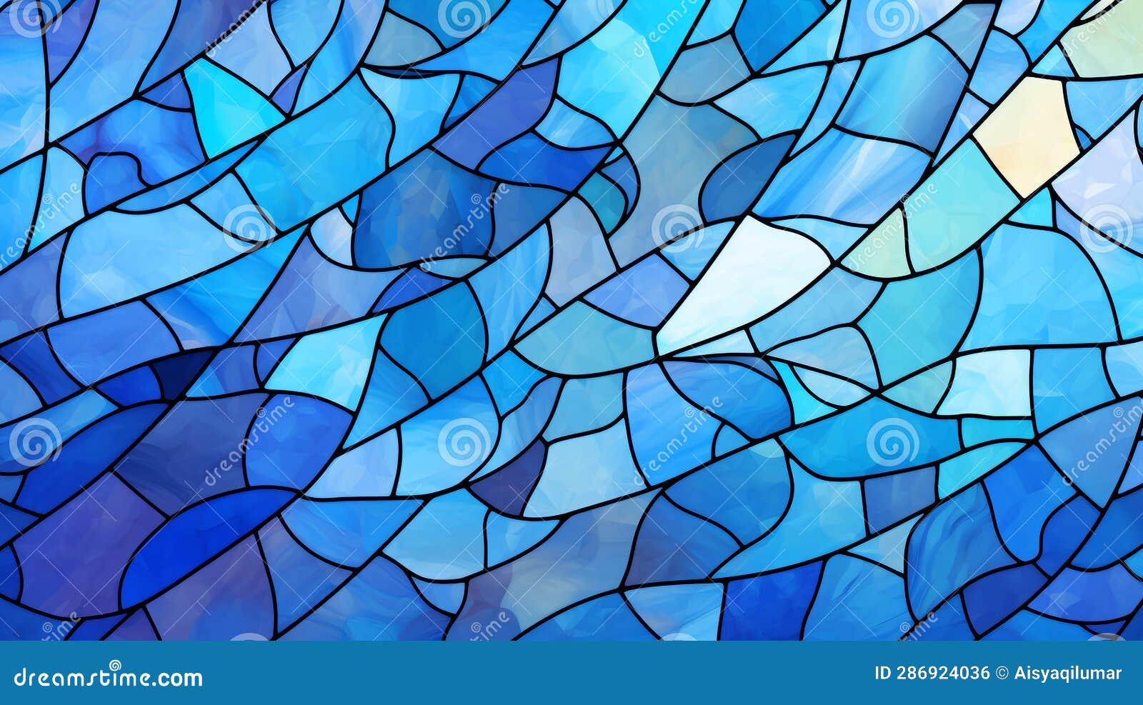 Dark Blue Stain Glass with a Random Abstract Pattern with White Light ...