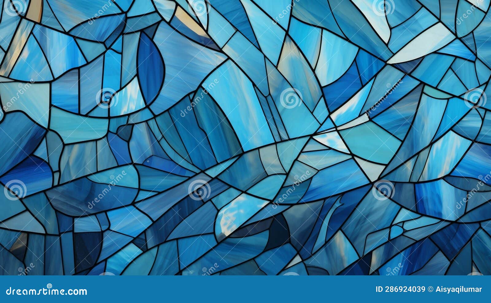 Dark Blue Stain Glass with a Random Abstract Pattern with White Light ...