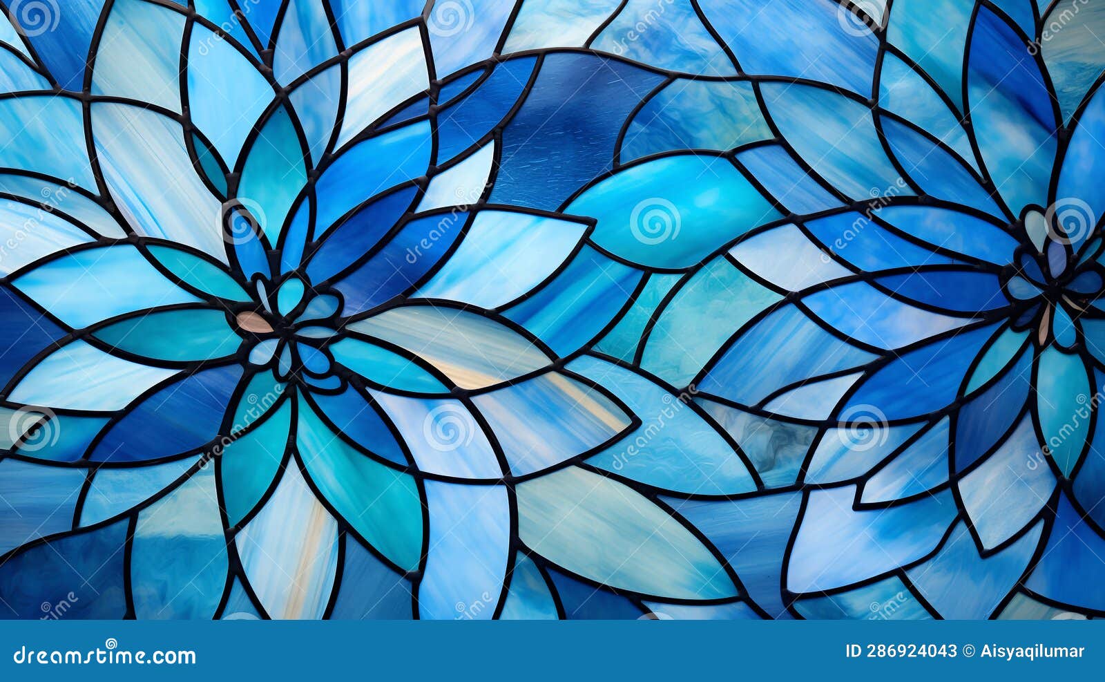 Dark Blue Stain Glass with a Random Abstract Pattern with White Light ...