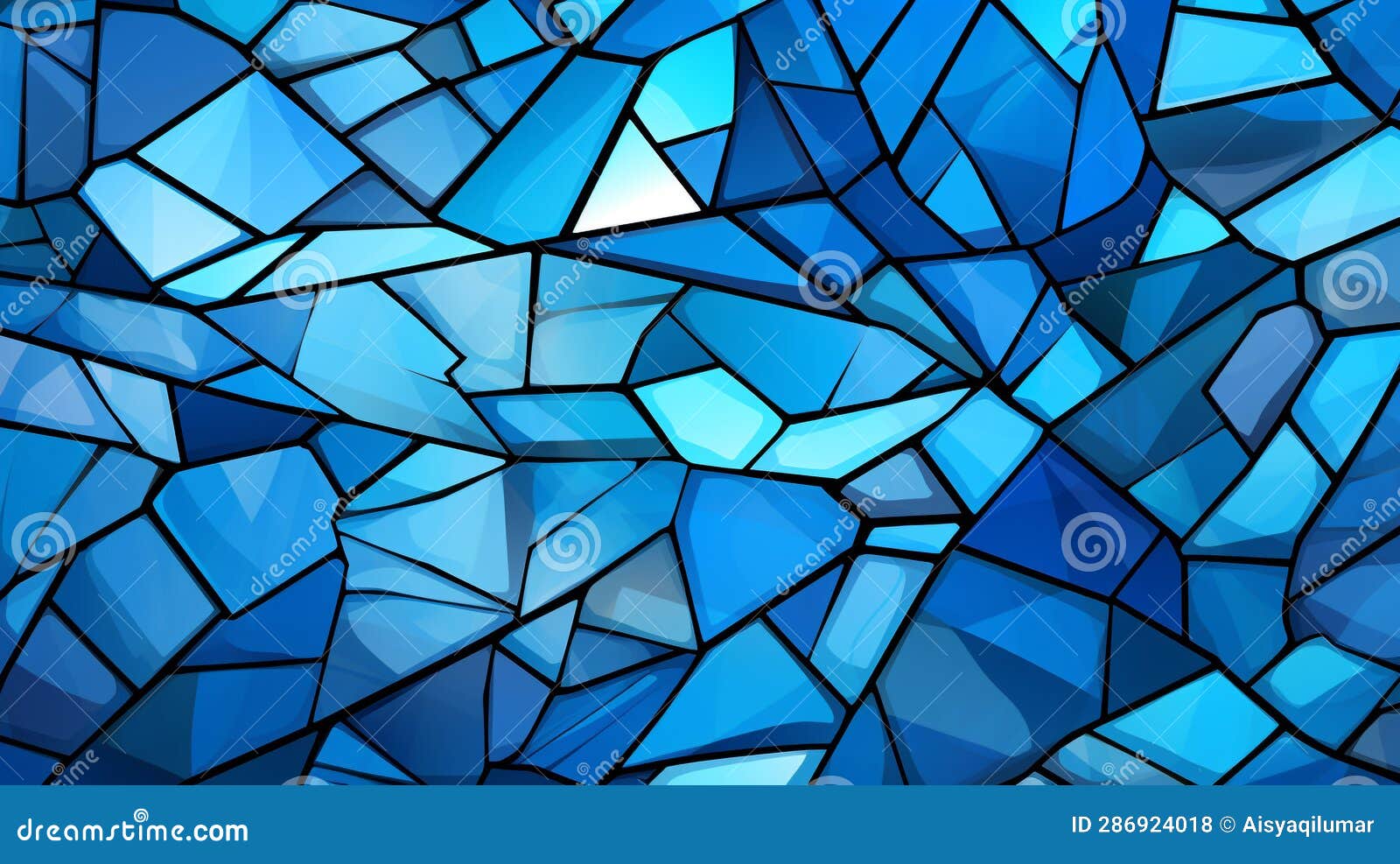 Dark Blue Stain Glass with a Random Abstract Pattern with White Light ...