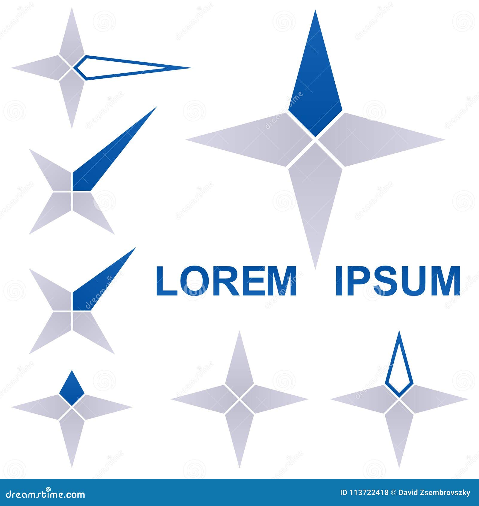 Dark Blue Star Logo Design Set Stock Vector - Illustration of compass ...