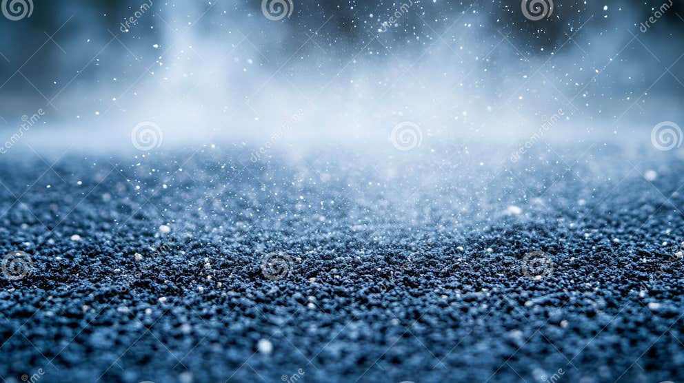 Dark Blue Surface with Falling Particles and Mist Stock Illustration ...