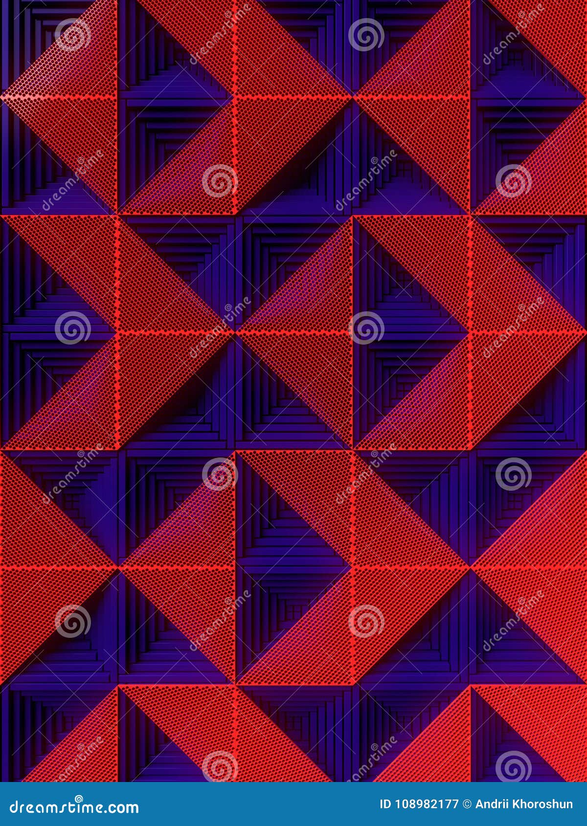 Dark Blue Surface with a Pattern of Red Panels. 3d Rendering Stock ...