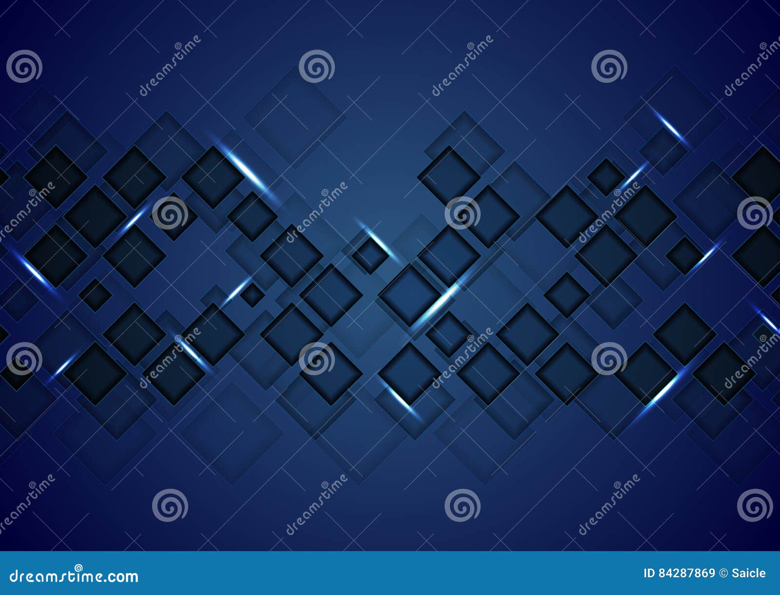 Dark Blue Tech Abstract Background with Squares Stock Vector ...
