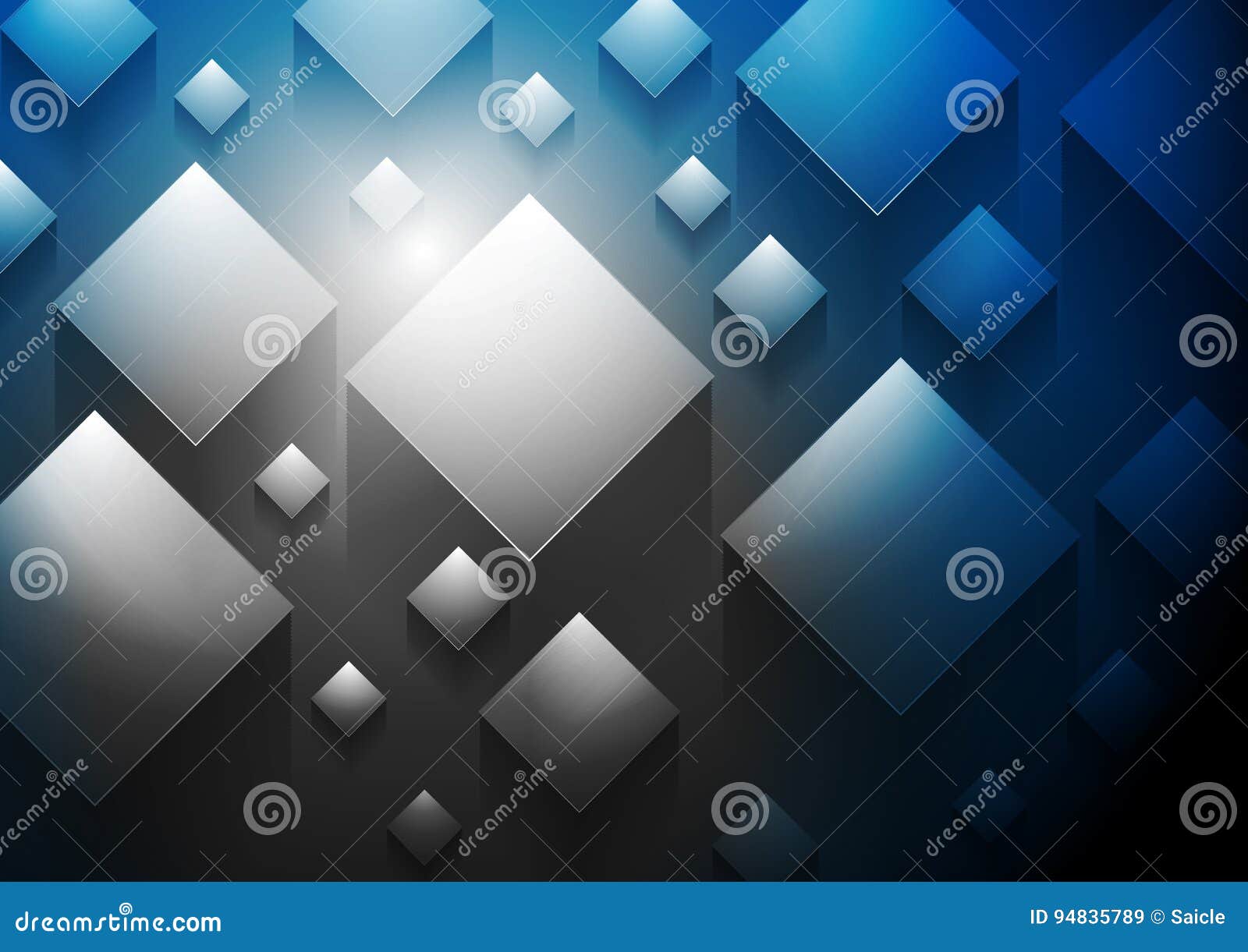 Dark Blue Tech 3d Cubes Vector Background Stock Vector - Illustration ...