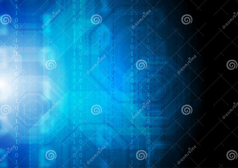 Dark Blue Technology Background with Binary Code Stock Vector - Illustration of gradient ...