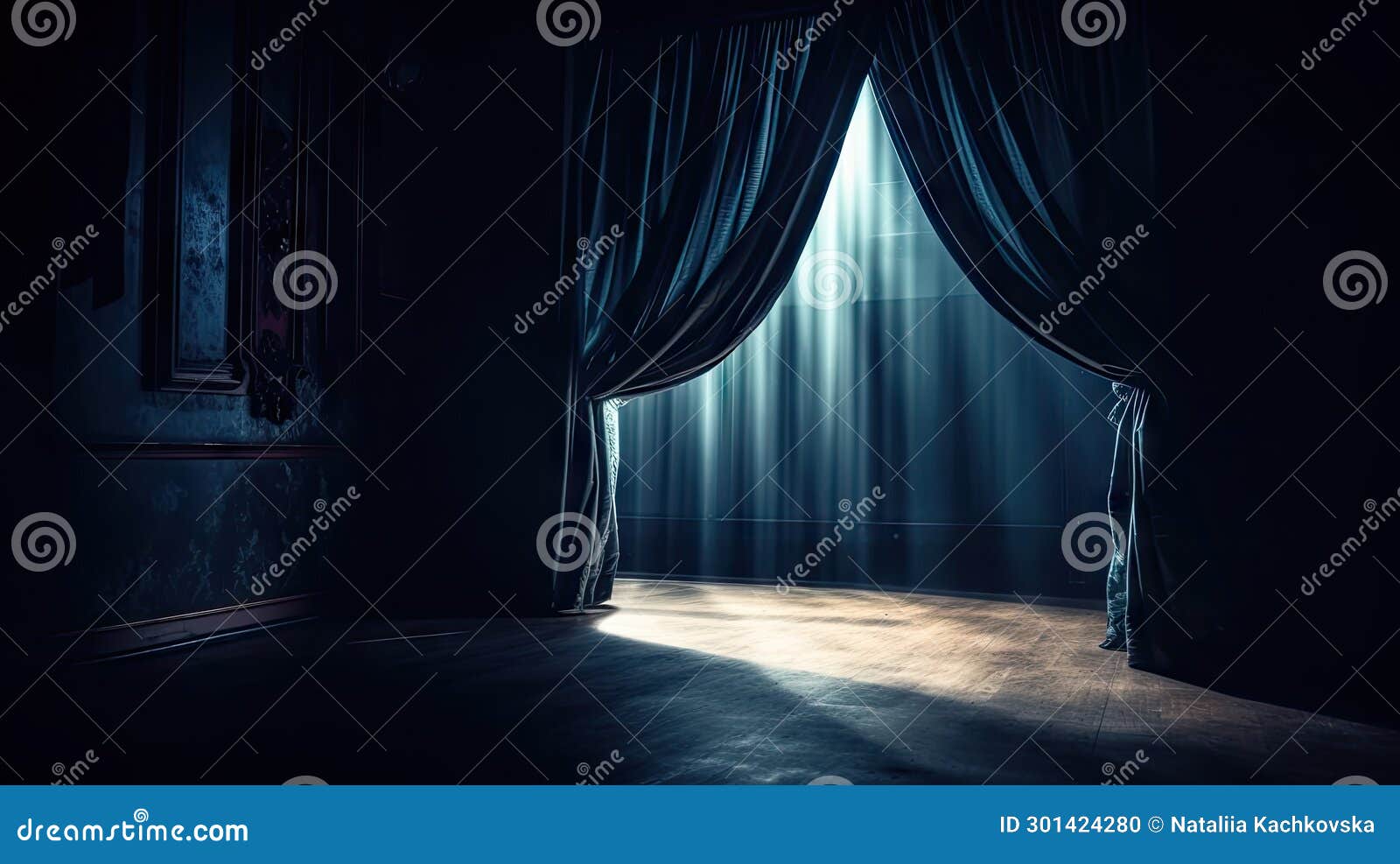 Dark Blue Theatre Scene with Spotlight Stock Illustration ...