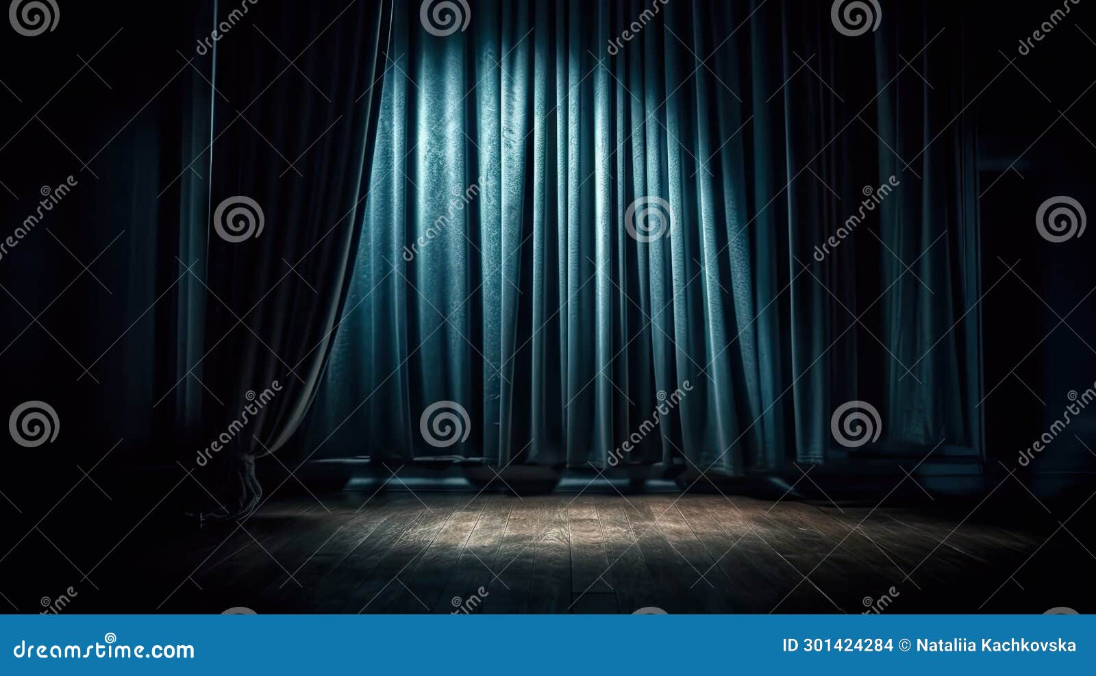 Dark Blue Theatre Scene with Spotlight Stock Illustration ...