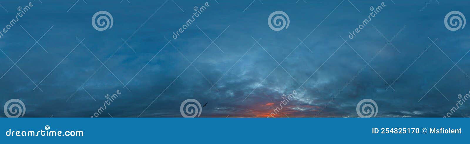 Dark Blue Twilight Sky Panorama with Cumulus Clouds. Seamless Hdr 360 ...