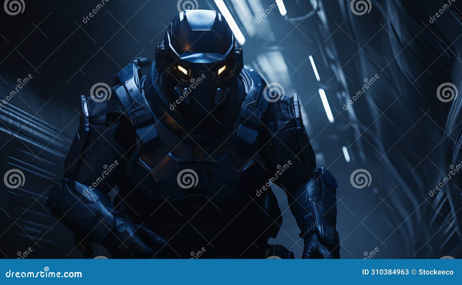 Dark Blue Uniformed Juggernaut Walking In Corridor Image ...