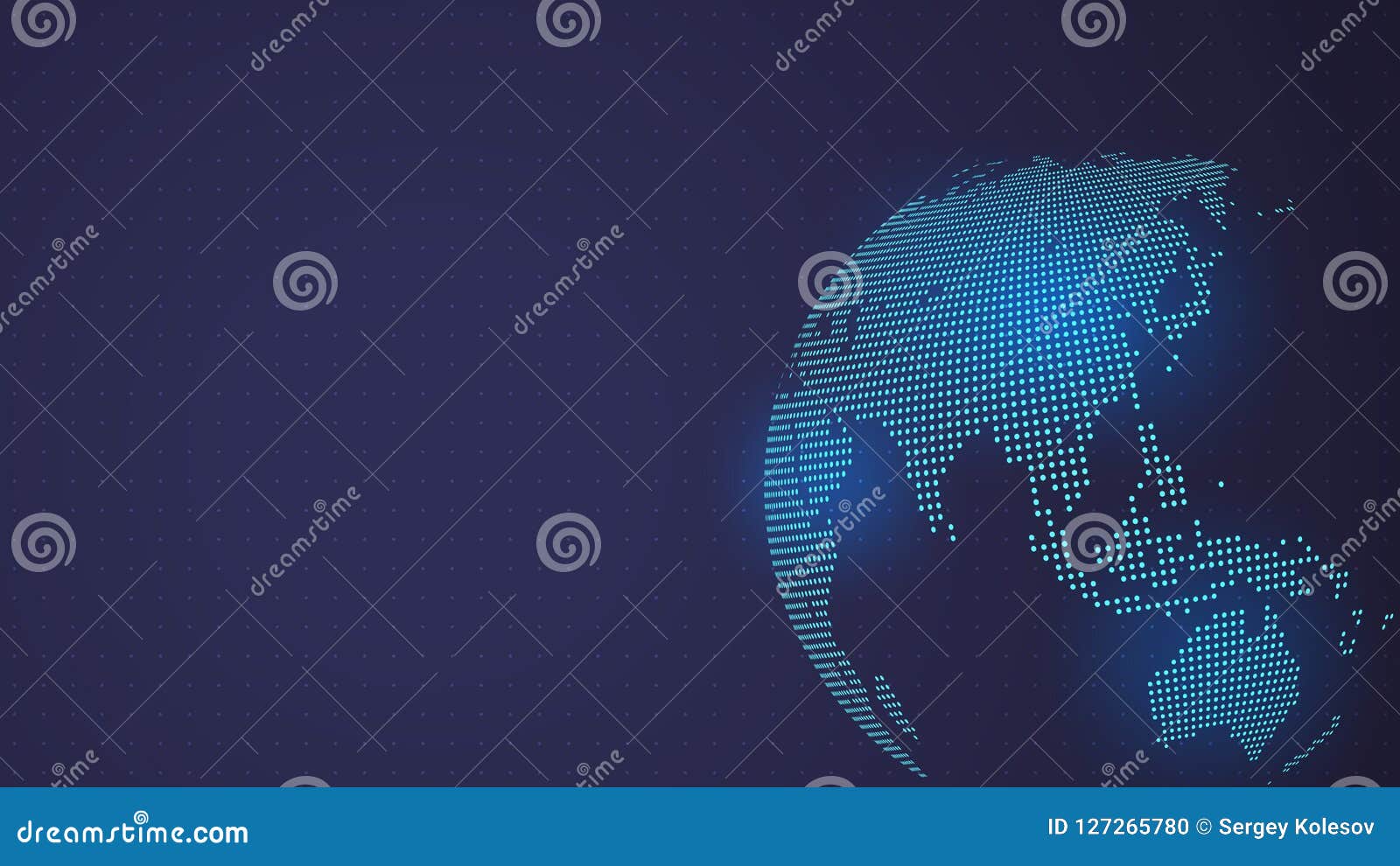 Dark Blue Vector Background. Digital Dotted Globe Stock Vector ...