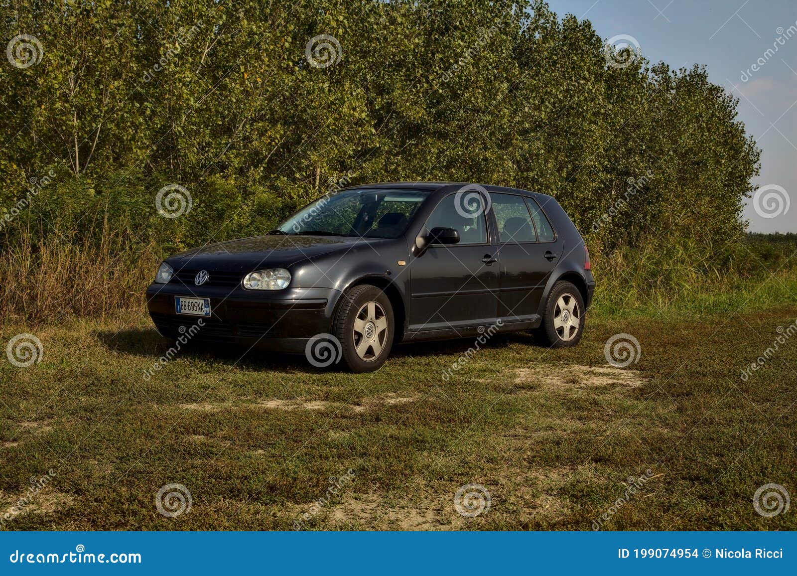 A 1999 Dark Blue VW Golf IV in the Countryside Editorial Stock Image ...