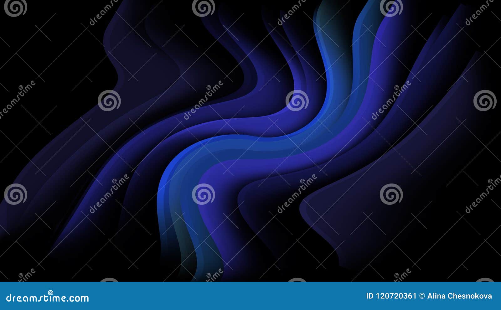 Dark Blue Wave Abstraction Background Stock Illustration - Illustration ...