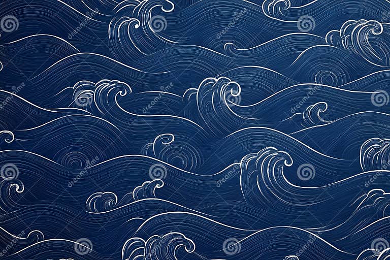 Dark Blue Wave-pattern on a Darker Blue Background. Stock Image - Image ...