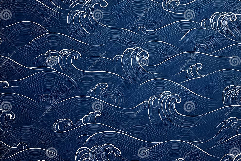 Dark Blue Wave-pattern on a Darker Blue Background. Stock Image - Image ...