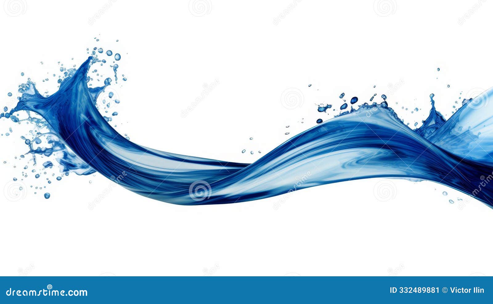 Dark Blue Whirlpool Splash with Bubbles on White Background, Liquid ...