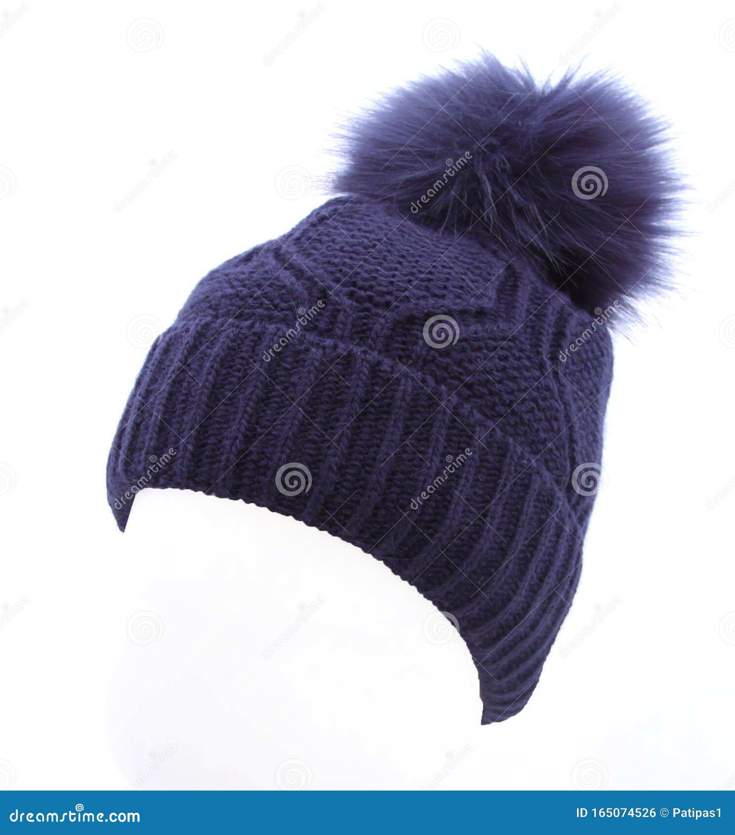 Dark Blue Winter Hat on a White Background Stock Photo - Image of ...