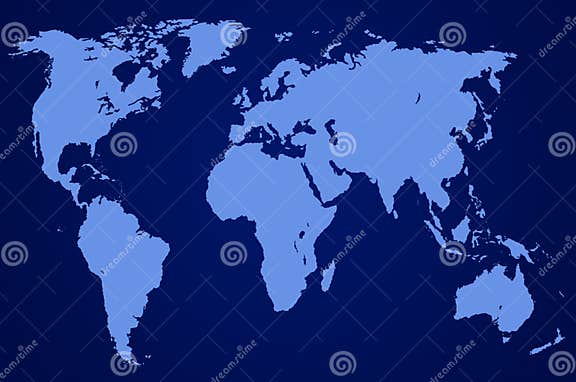 Dark Blue World Map, Isolated Stock Illustration - Illustration of ...