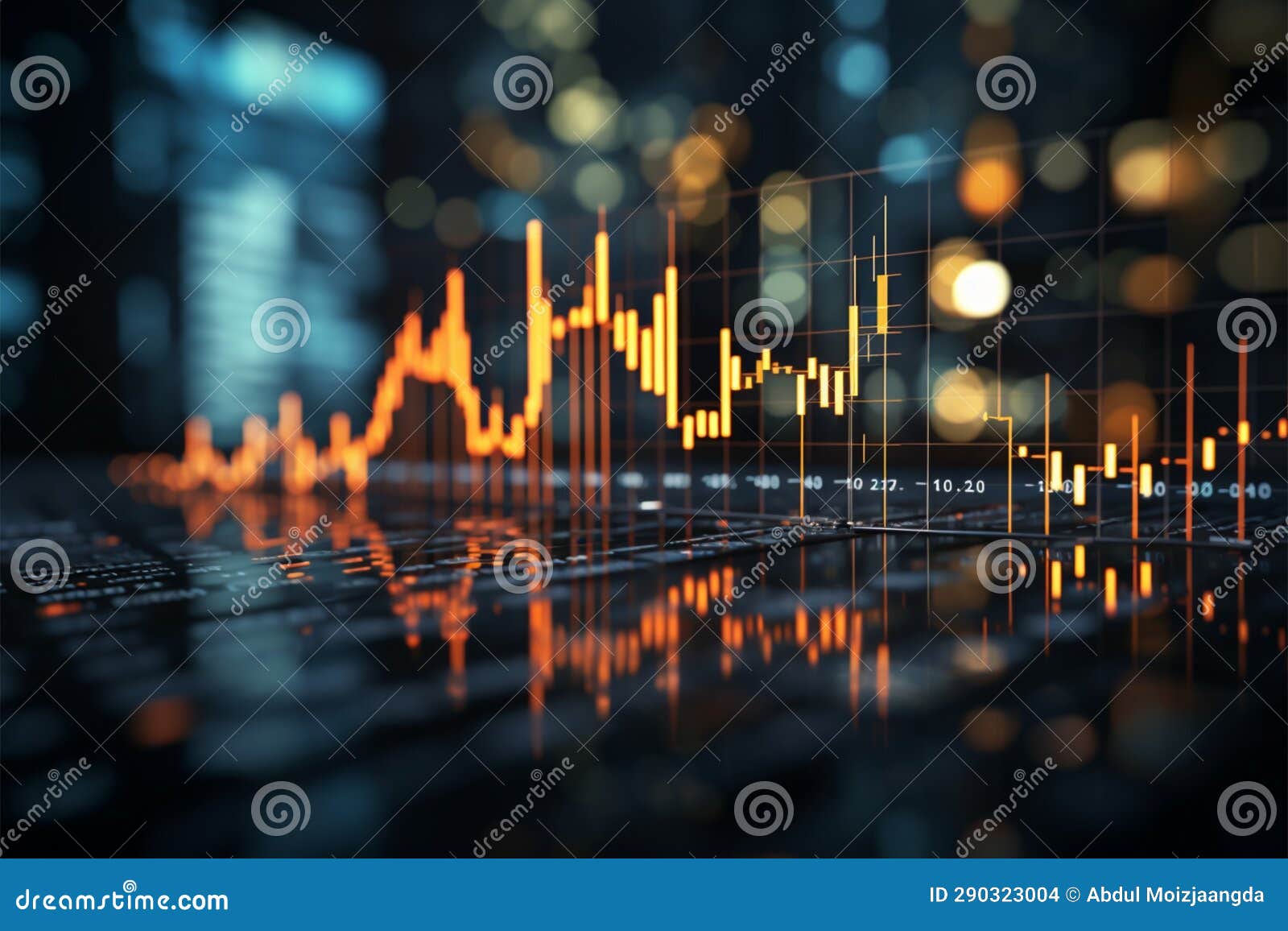Dark Bokeh Background with Financial Chart Indicators Stock ...