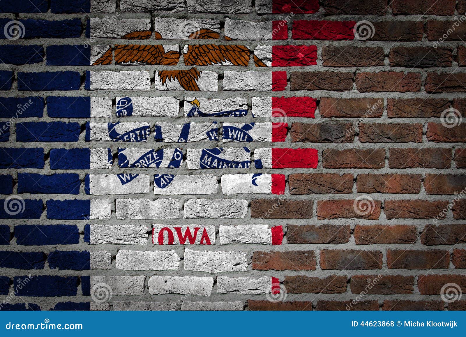 Dark brick wall - Iowa stock photo. Image of flag, decorate - 44623868