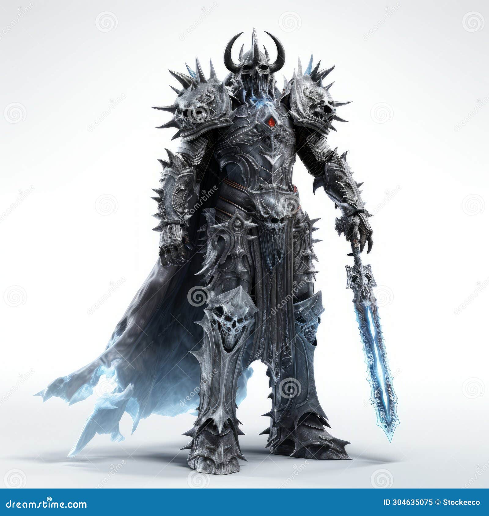 Dark and Brooding 3d Lich King Character in Armor Stock Illustration ...