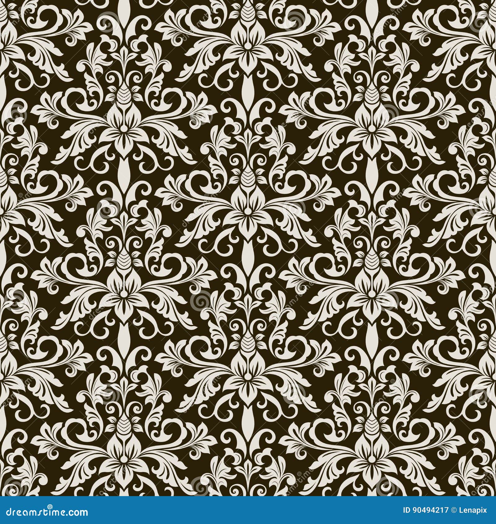 Dark Brown and Beige Vintage Wallpaper Pattern Stock Vector ...