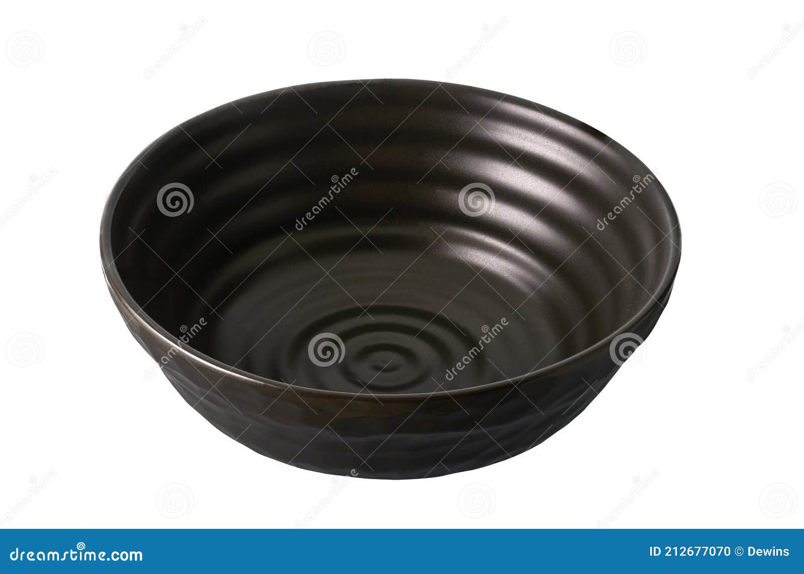 Dark Brown Ceramic Bowl, Empty Black Bowl with Rough Texture Isolated ...