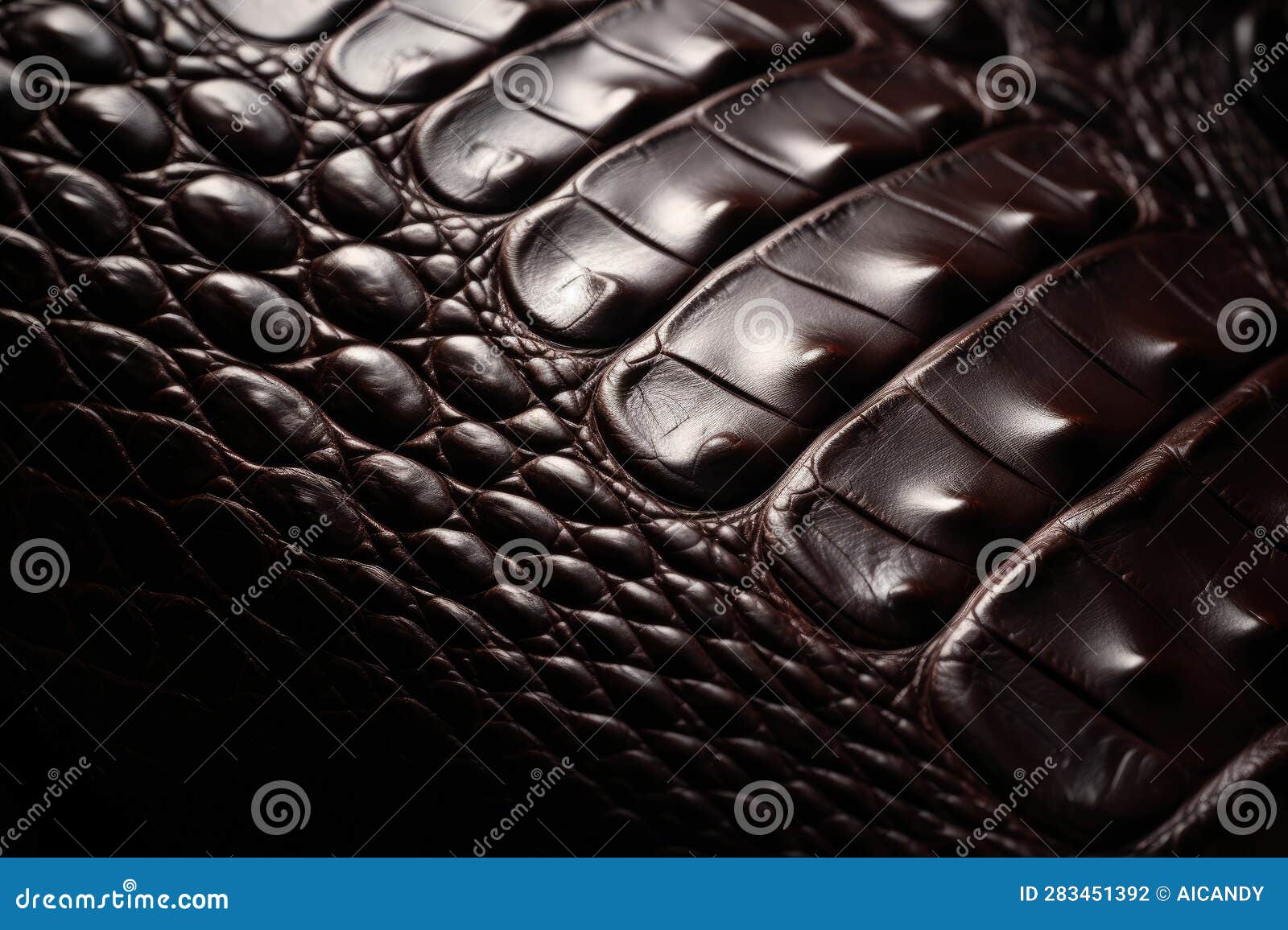 Dark Brown Leather Texture with Embossed Crocodile Pattern and Glossy ...