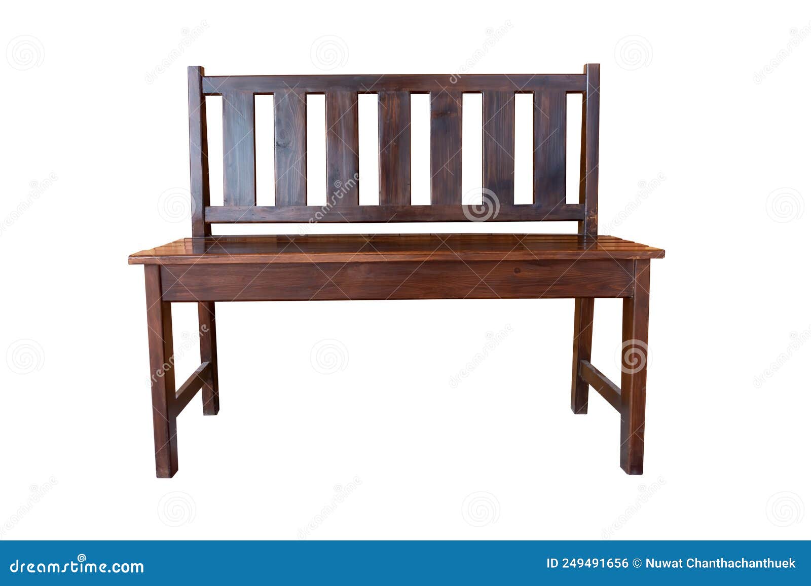 Dark Brown Wooden Bench Isolated on White Background with Clipping Path ...