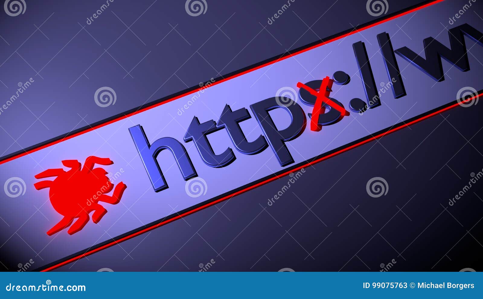 Insecure Http Internet Connection Dark Browser Bar Stock Illustration ...