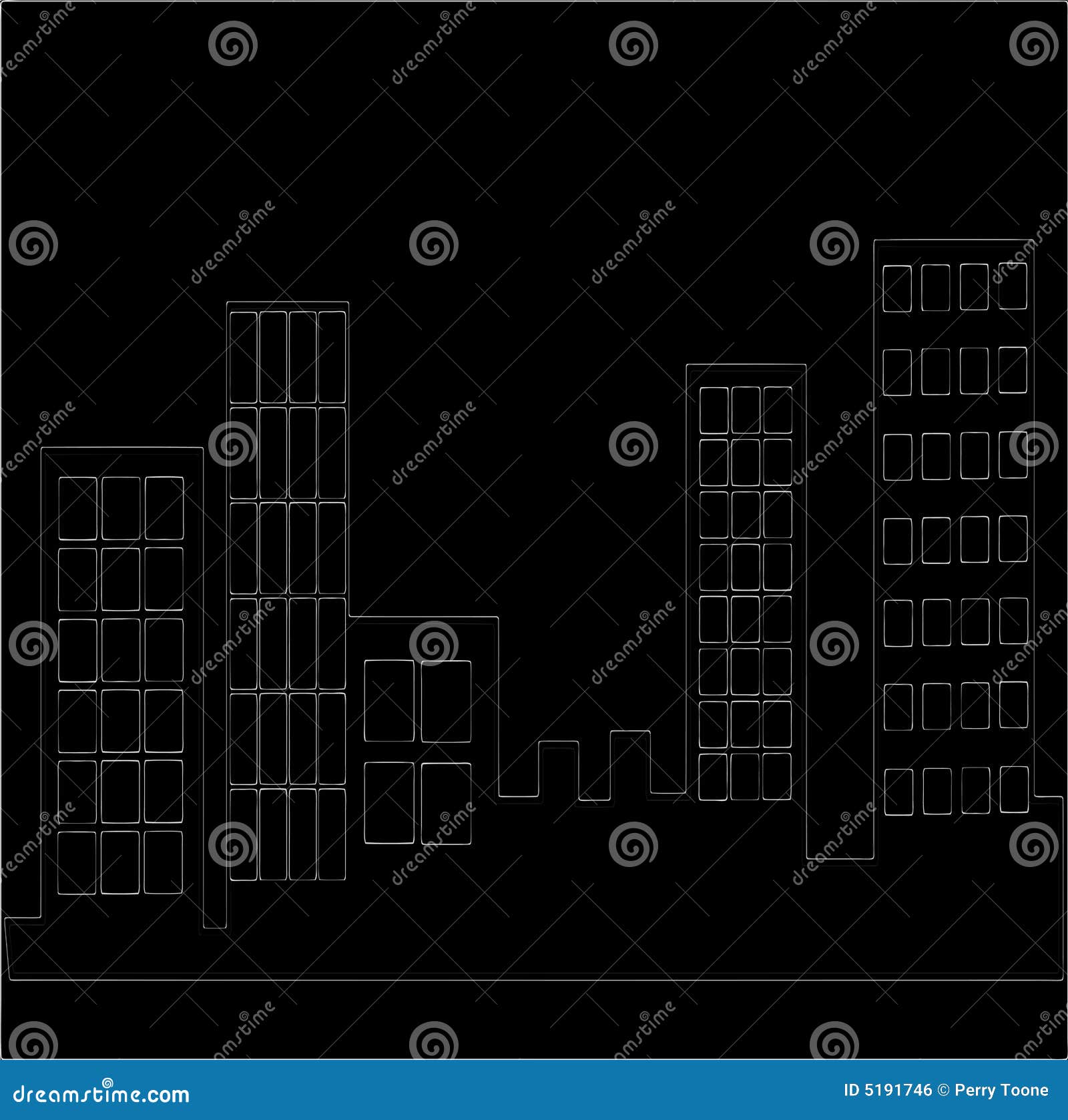 Dark buildings skyline stock vector. Illustration of building - 5191746