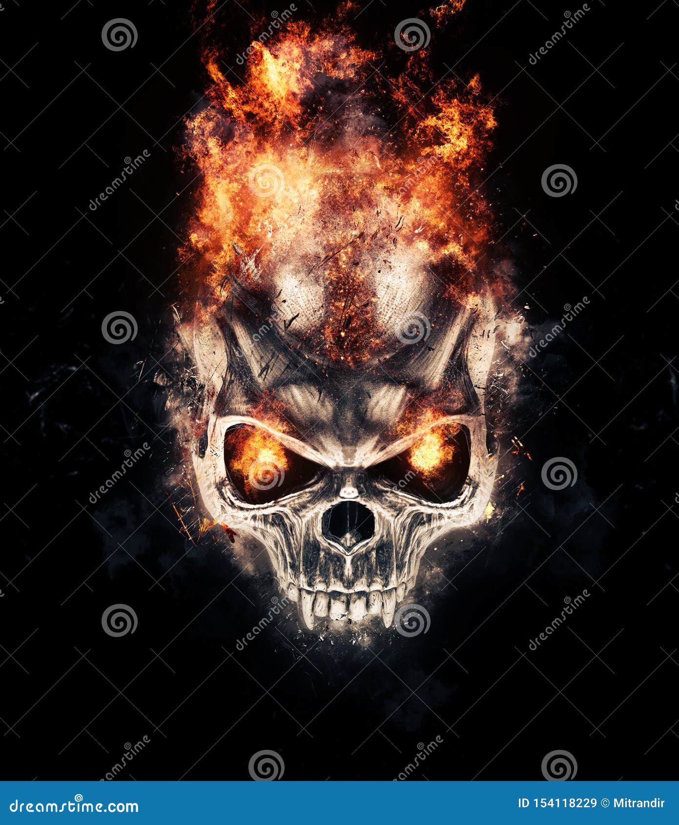 Dark Burning Vampire Skull - 3D Illustration Stock Illustration ...