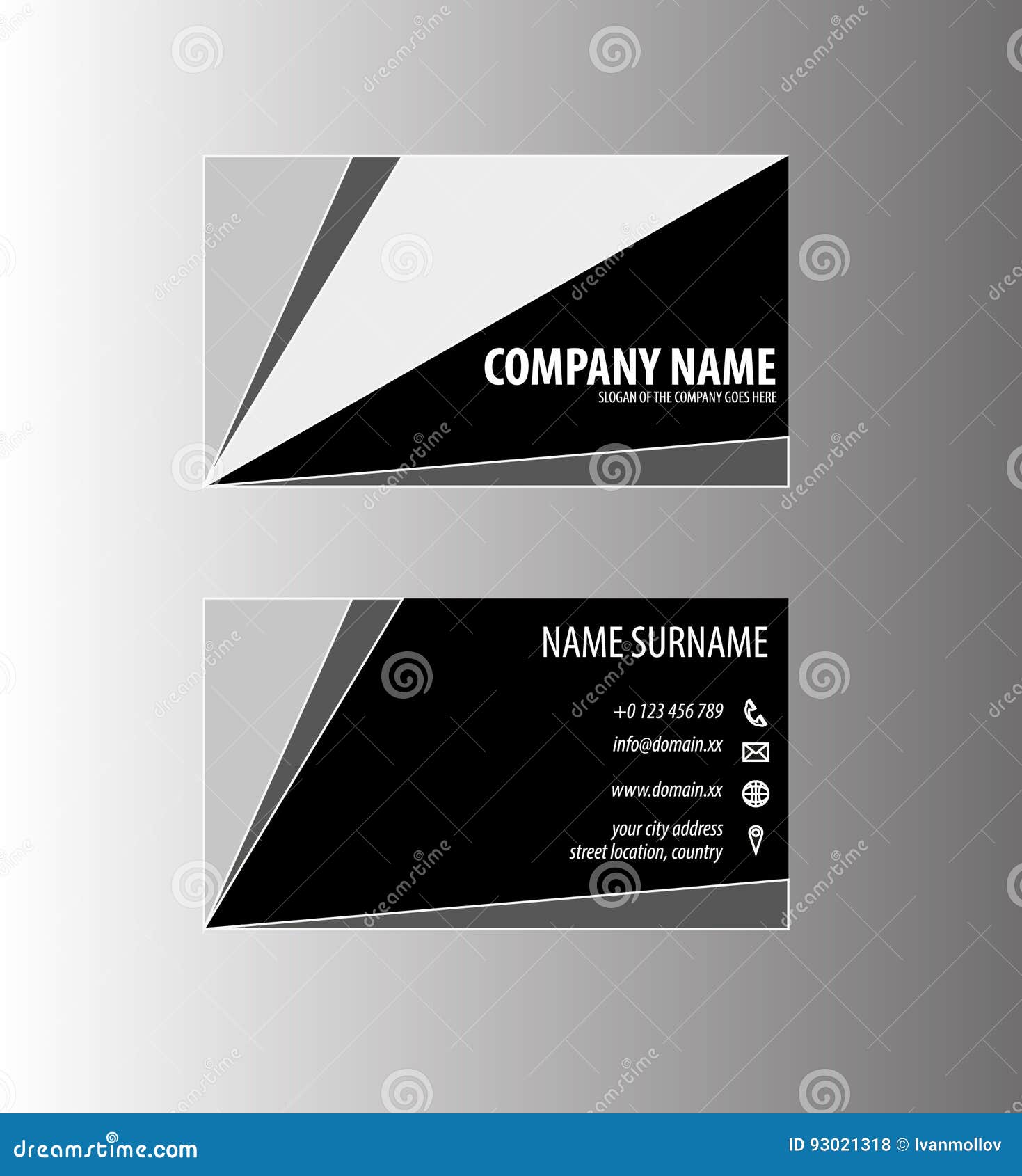 Dark Business Card Design stock vector. Illustration of abstract - 93021318