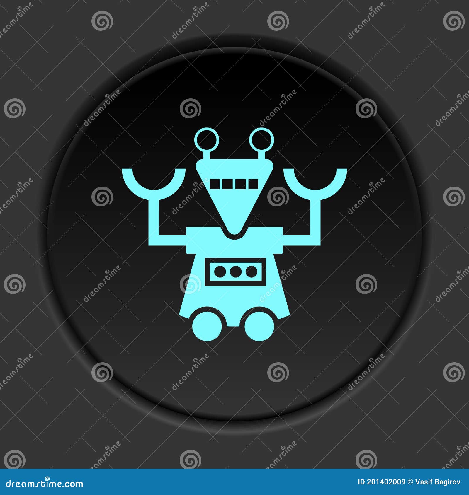 Dark Button Icon Robot Technology. Button Banner Round Badge Interface ...