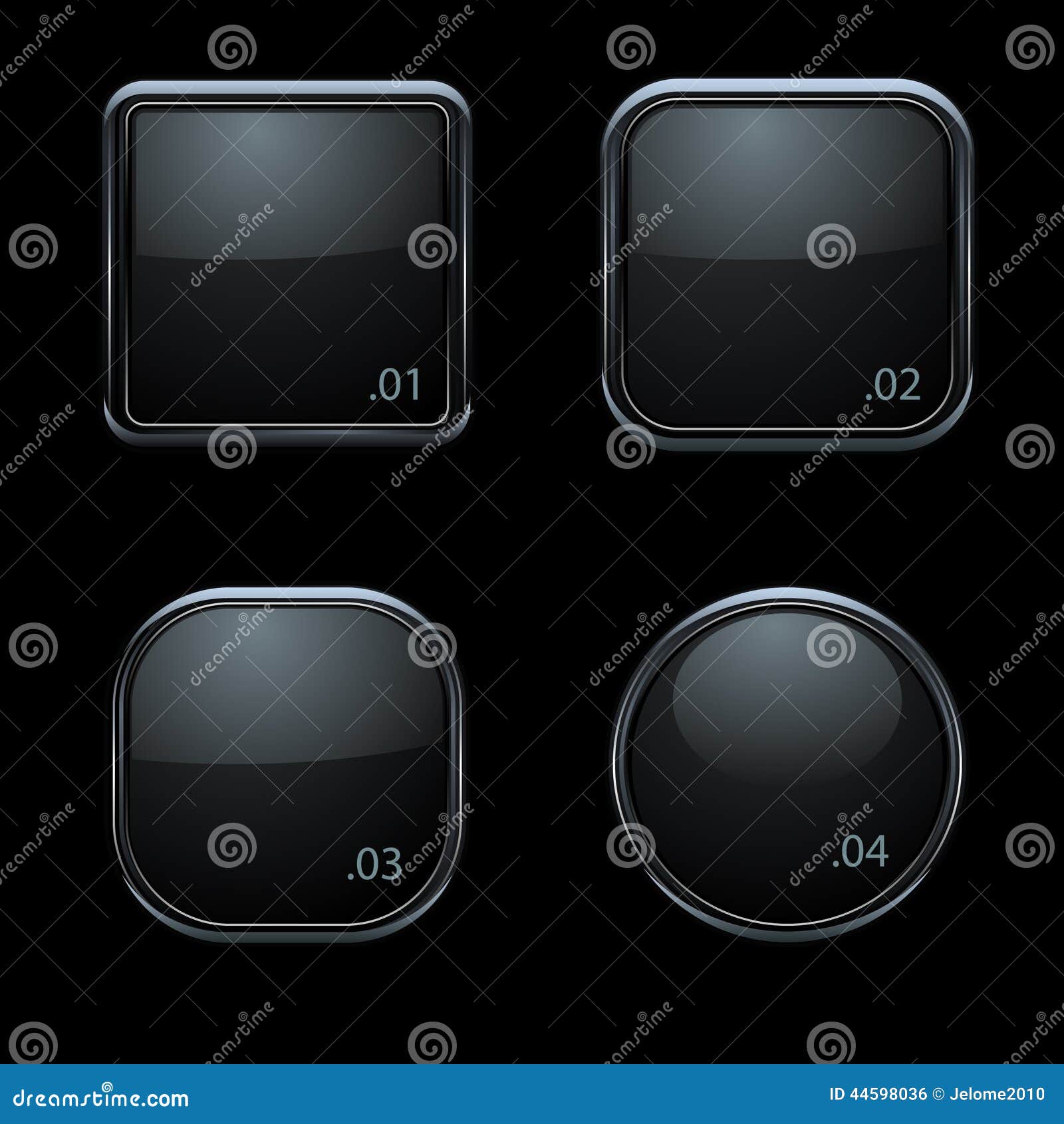 Dark buttons stock vector. Illustration of reflection - 44598036