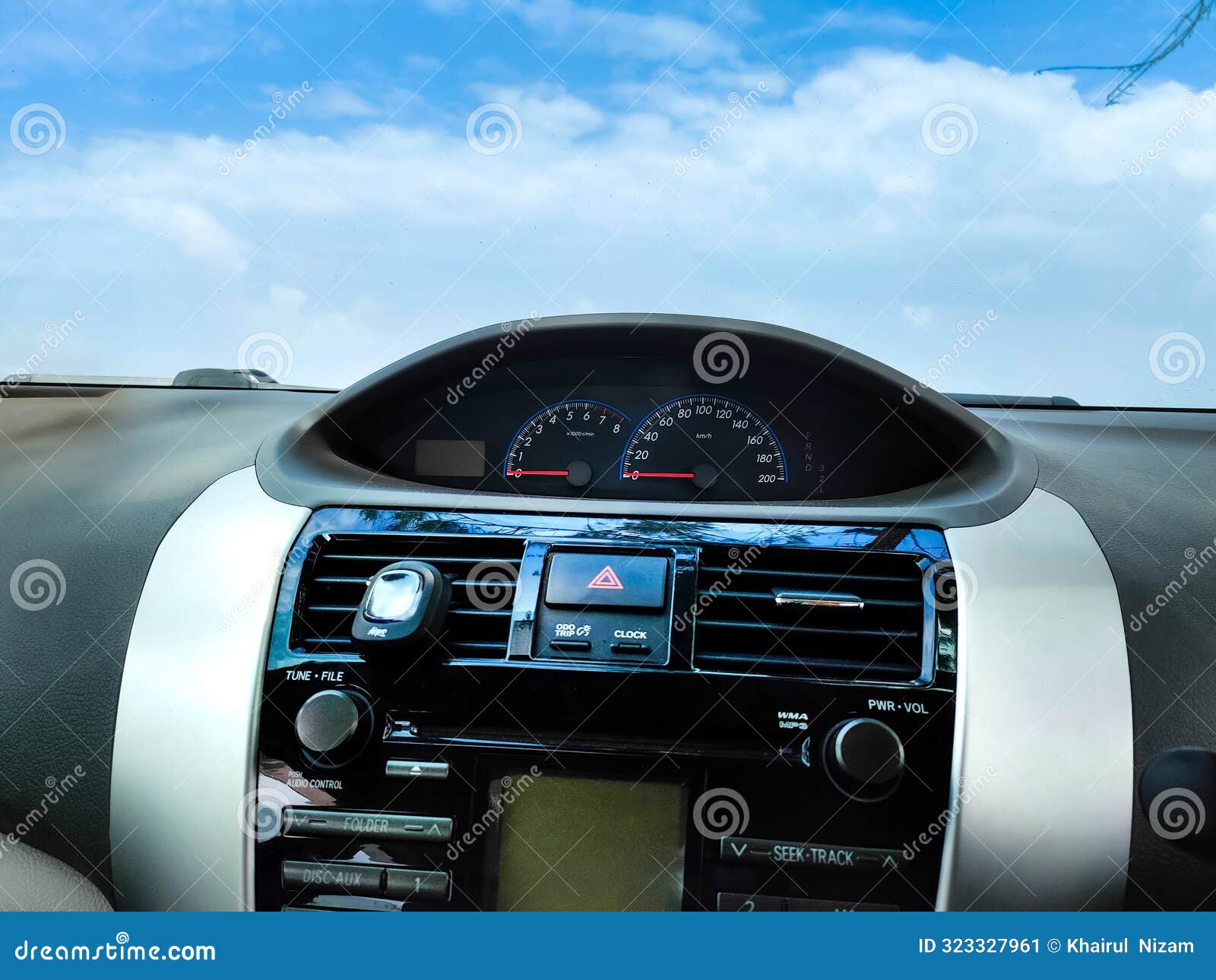 Dark Car Interior in the Middle and Dashboard. Car Modern Inside Stock ...