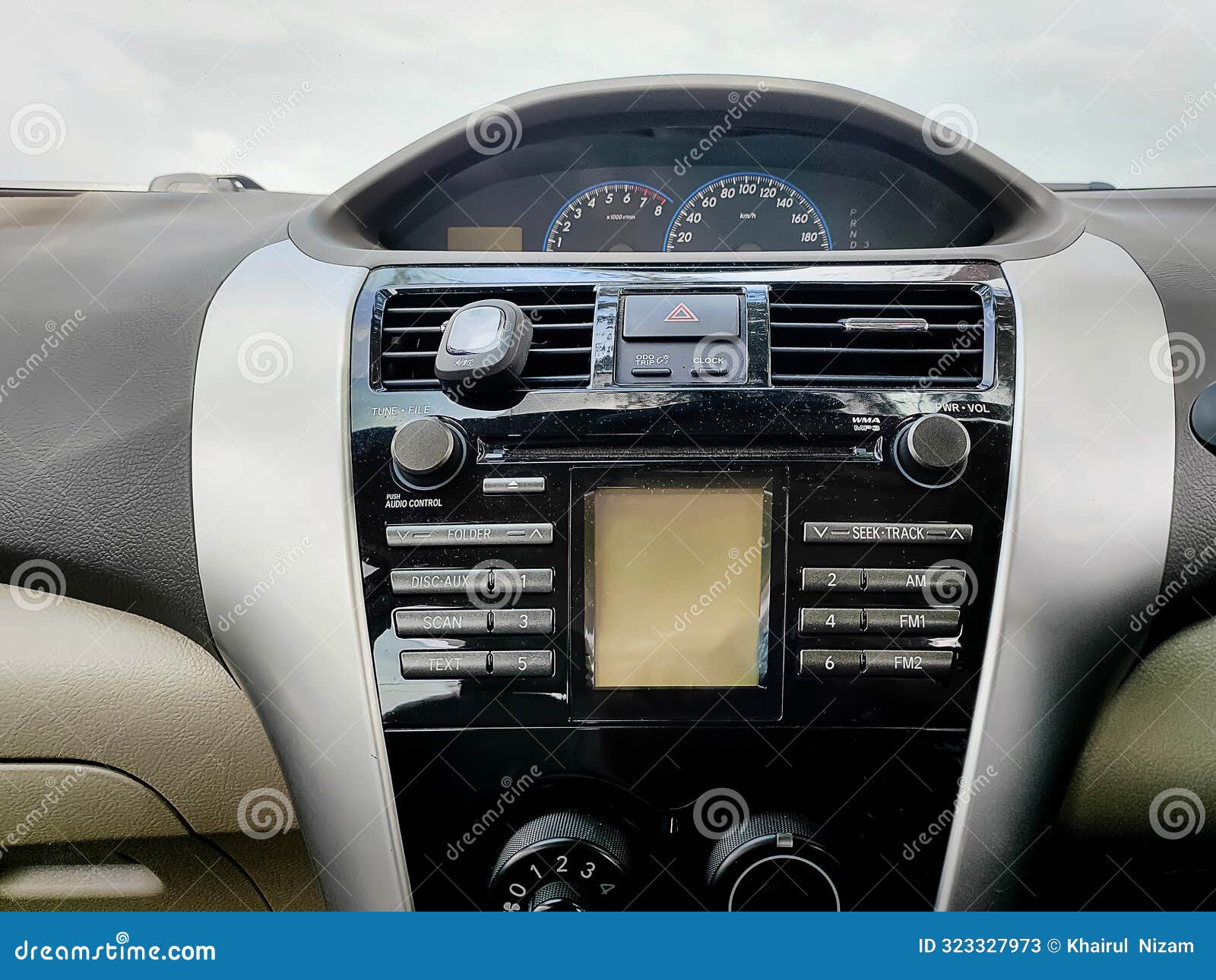 Dark Car Interior in the Middle and Dashboard. Car Modern Inside Stock ...