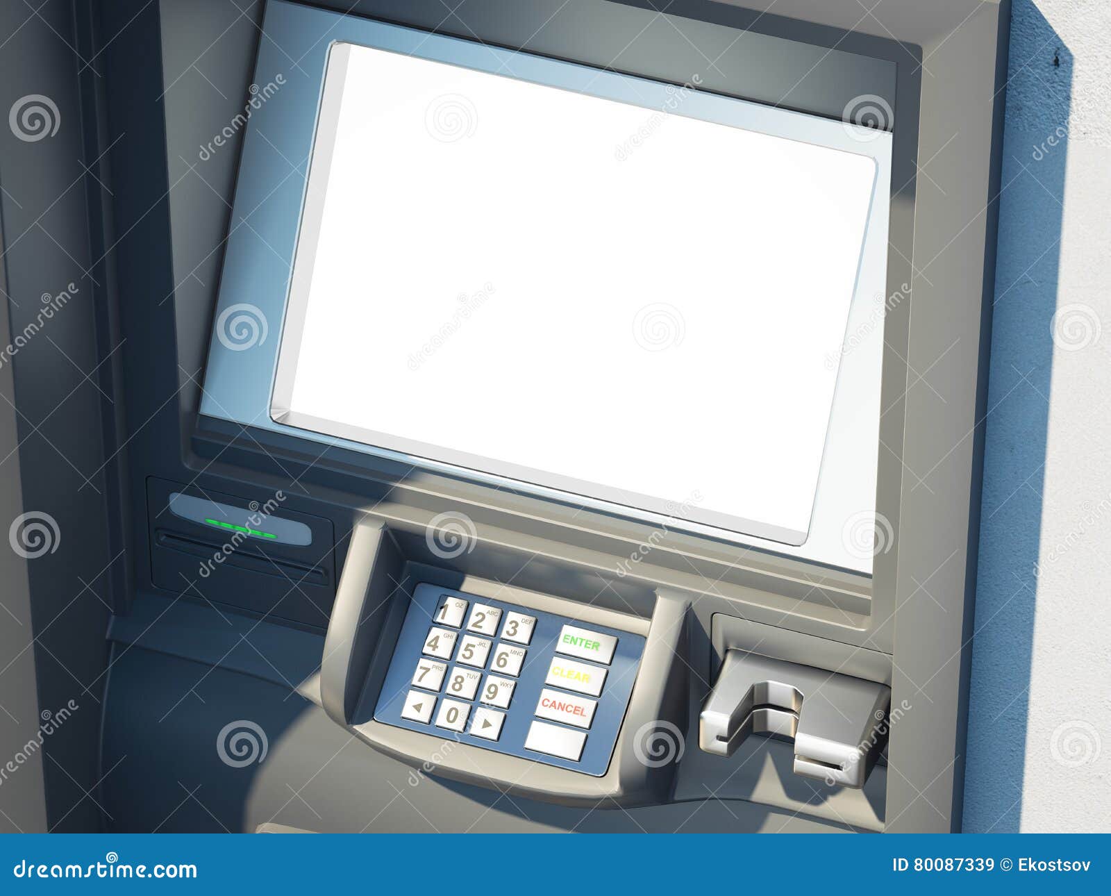 Dark Cash Machine with Blank Screen. 3d Rendering Stock Image - Image ...