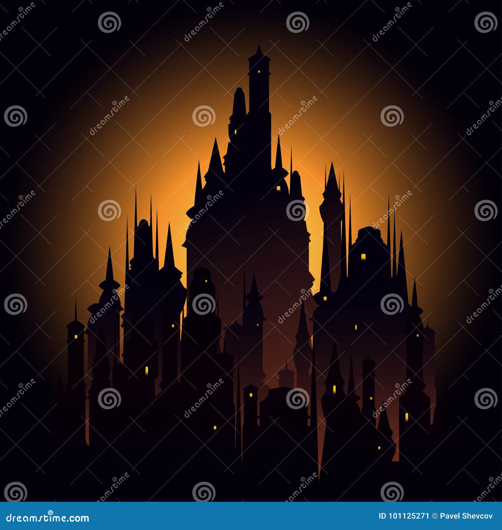 Dark castle stock vector. Illustration of sunset, kingdom - 101125271