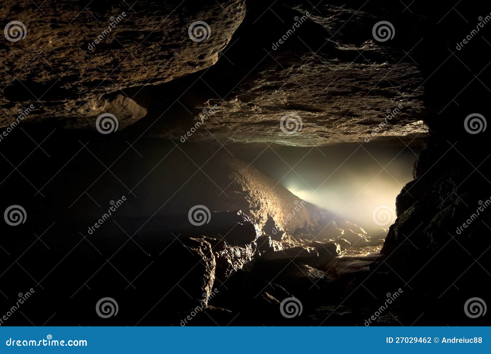 Cave Dark Interior With Underground Lake Stock Photography ...