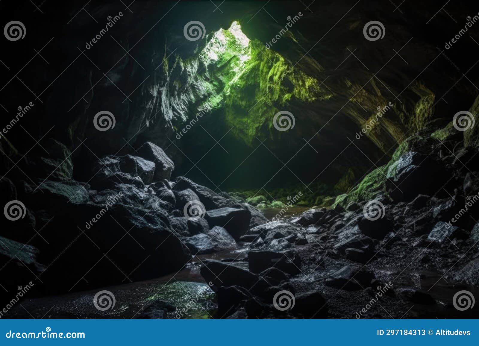 Dark Cave Interior with Visible Humidity Stock Image - Image of ...