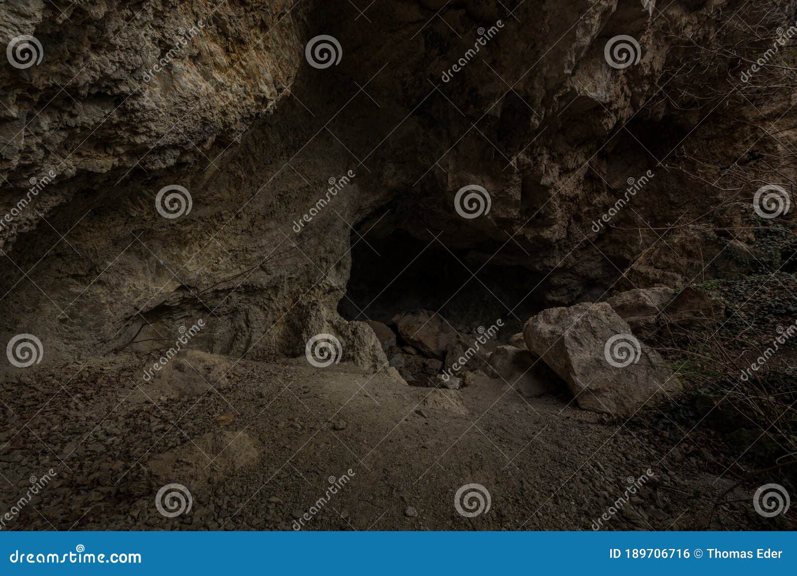 Dark Sea Cave Under Cliffs In Greece Royalty-Free Stock Photo ...