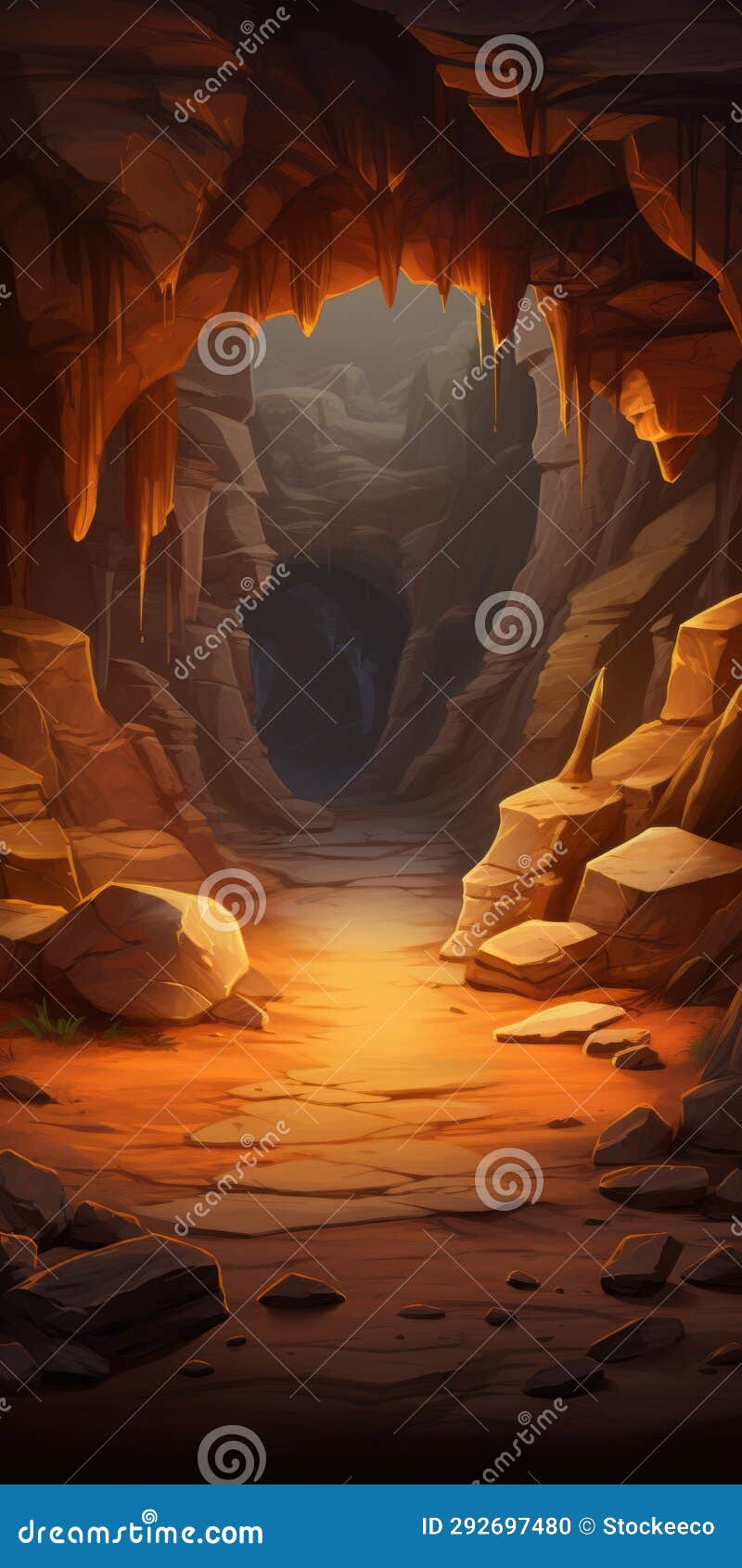 Wild West Cave Illustration with Mysterious Backdrops and Warm Tones ...
