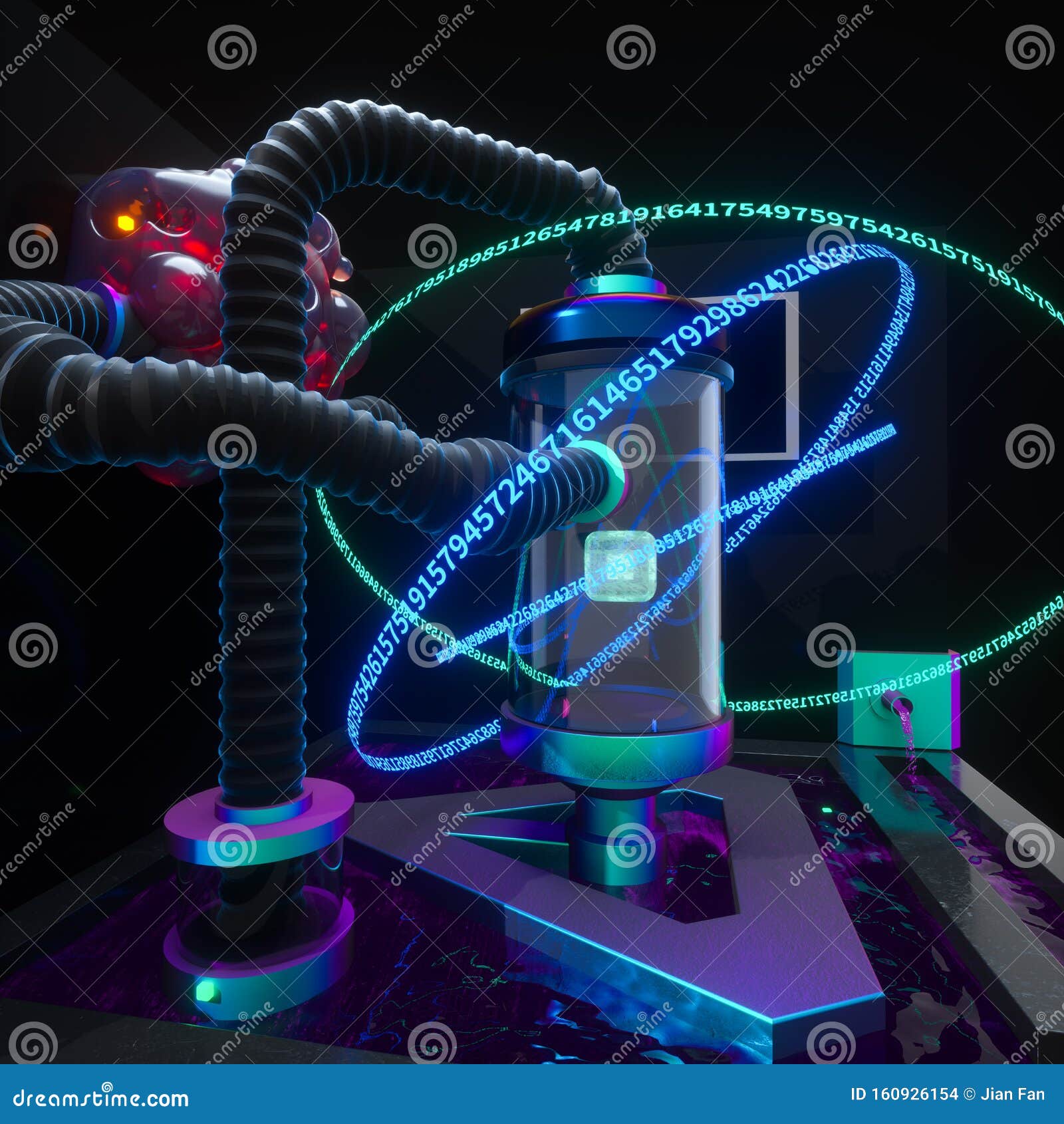 A Dark Chemistry Manufacture Workshop, 3d Rendering Stock Illustration ...