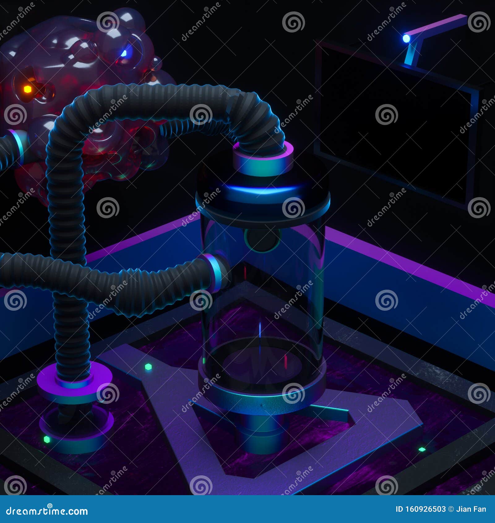 A Dark Chemistry Manufacture Workshop, 3d Rendering Stock Illustration ...