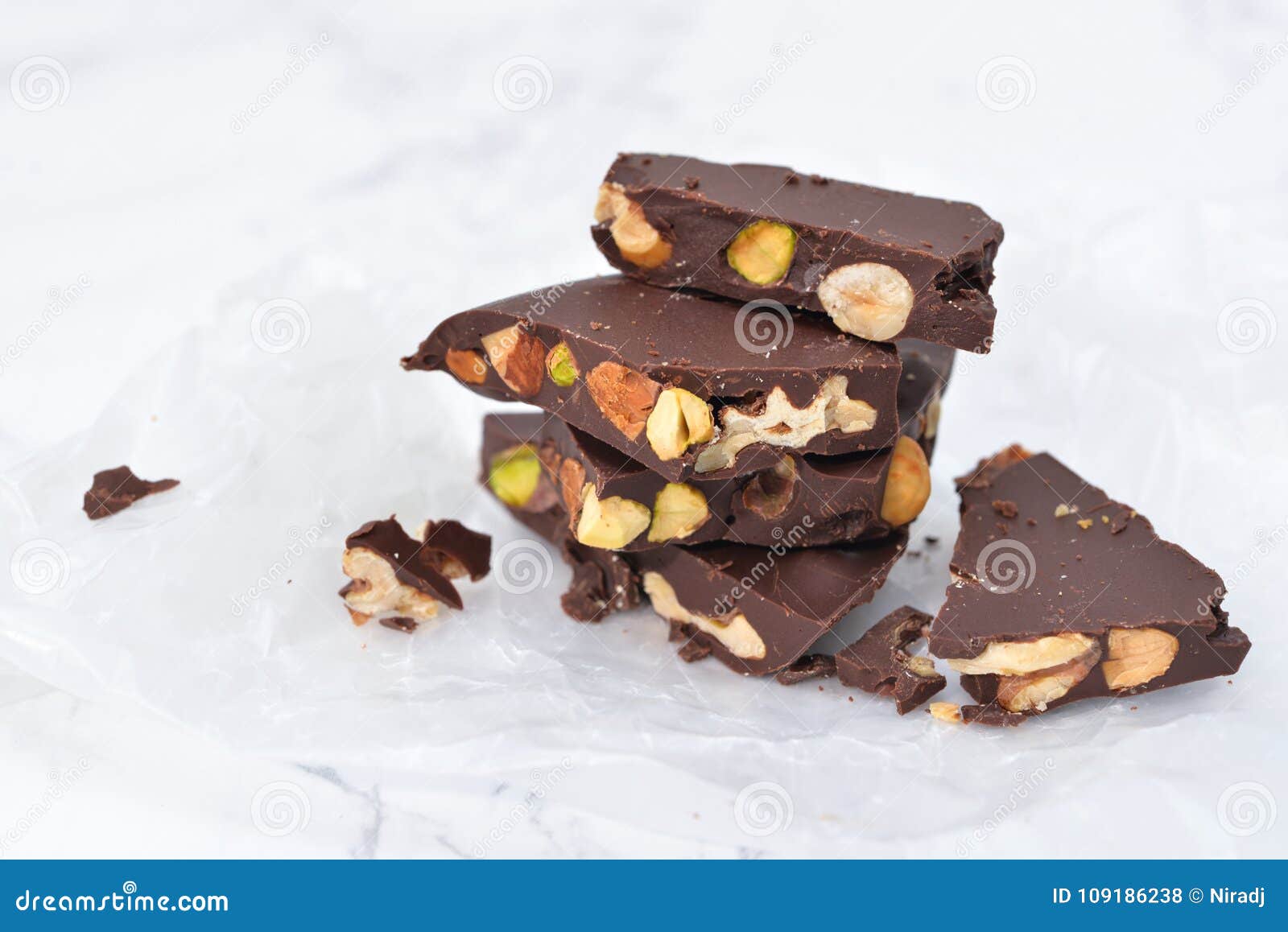 Dark Chocolate Bark with Mixed Nuts Stock Photo - Image of healthy ...