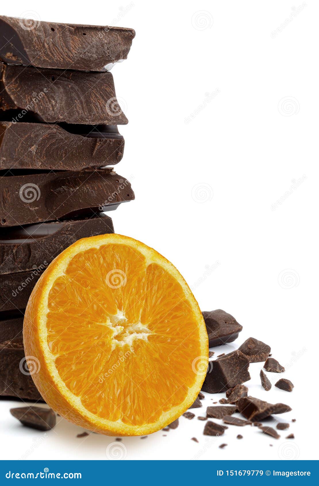 Dark Chocolate Bars Stack with Orange Stock Image - Image of cracked ...