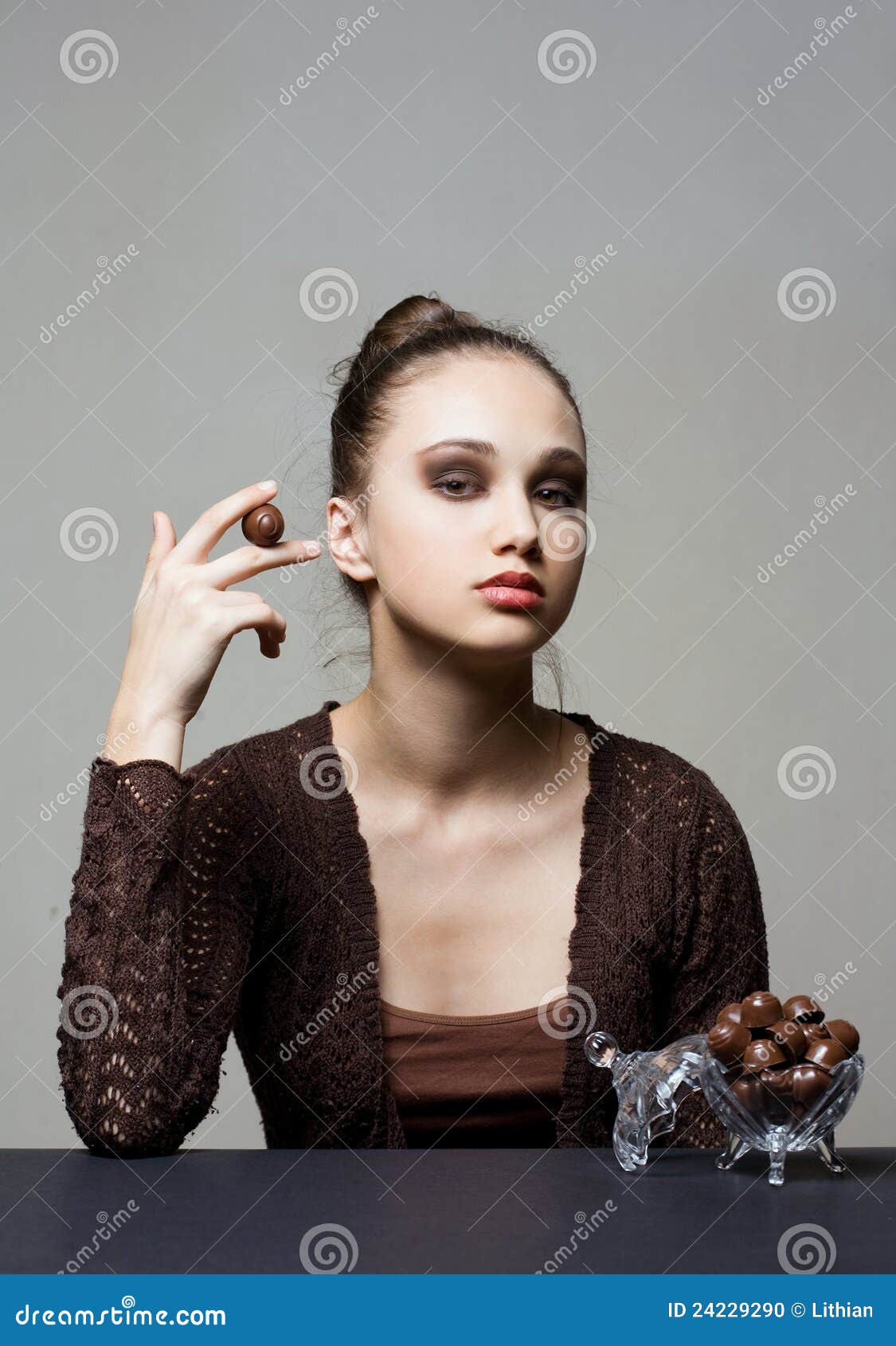 Dark chocolate beauty. stock photo. Image of gorgeous - 24229290